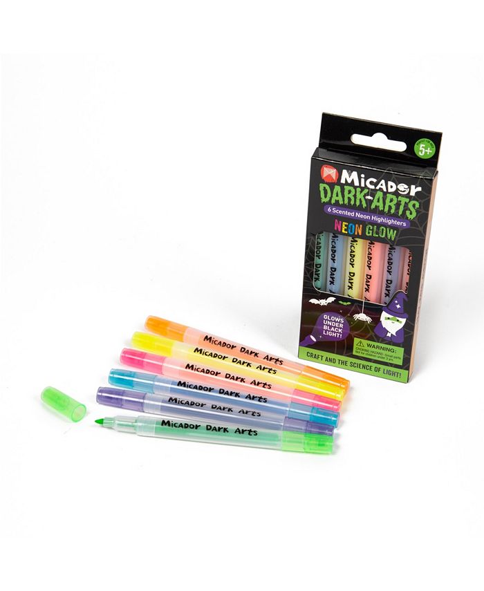 Micador Dark Arts Neon Glow Scented Highlighters Set, 6 Piece - Macy's