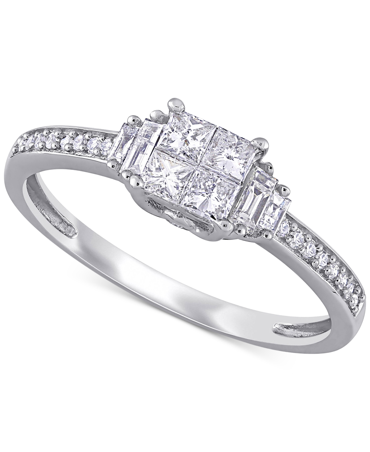 Click here for Diamond Princess Quad Cluster Engagement Ring (1/2... prices