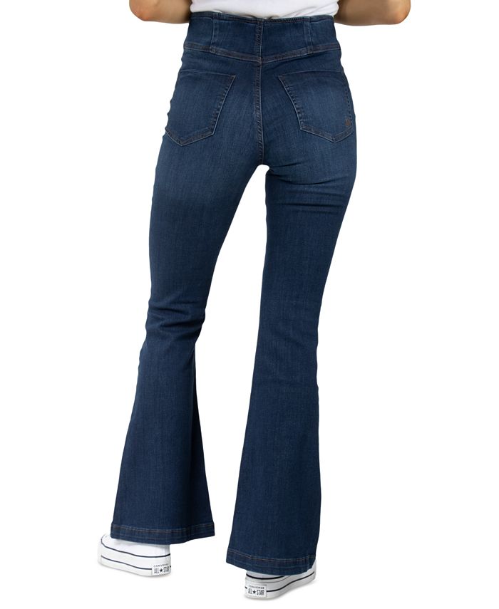 Indigo Rein Juniors' Limitless Crisscross-Waist Flared Jeans, Created ...
