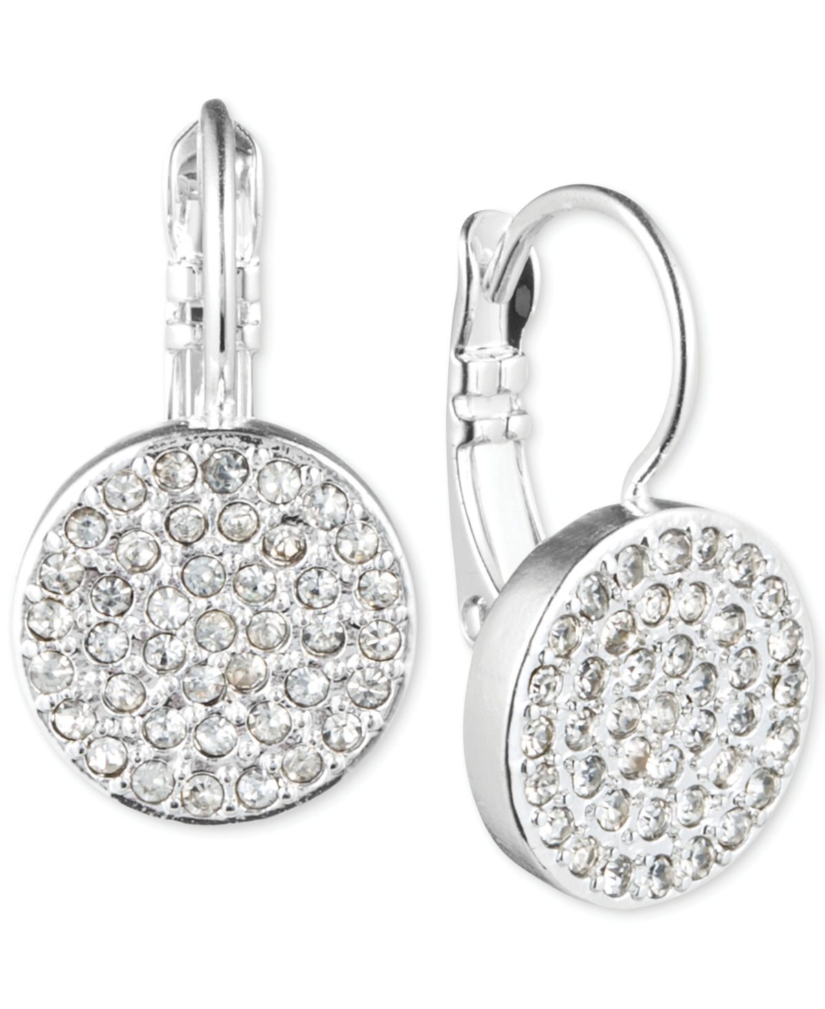 Click here for Anne Klein Crystal Pave Disc Drop Earrings - Silve... prices