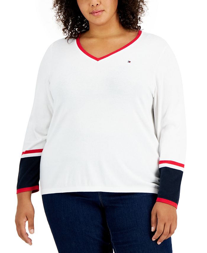 Tommy Hilfiger Plus Size Ivy Cotton Long-Sleeve Sweater & Reviews ... Tommy Hilfiger Plus Size Ivy Cotton Long-Sleeve Sweater & Reviews ...