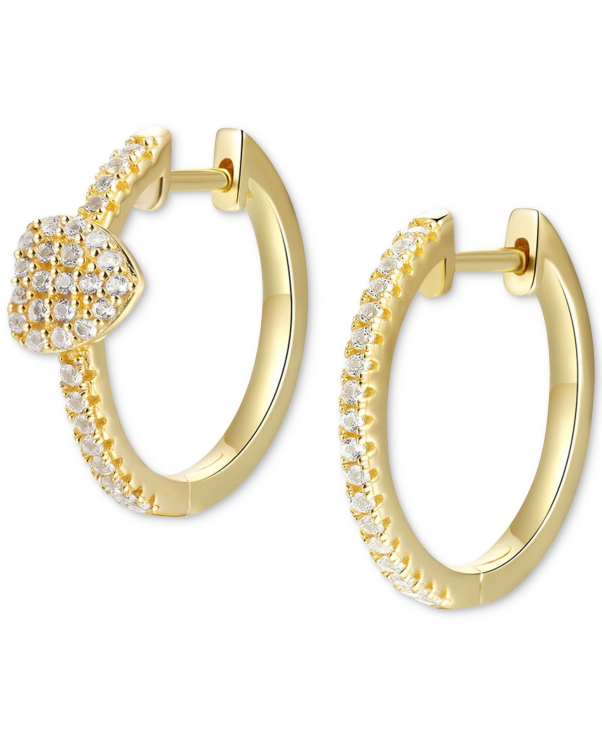 Click here for White Topaz Pave Heart Small Hoop Earrings (1/4 ct... prices