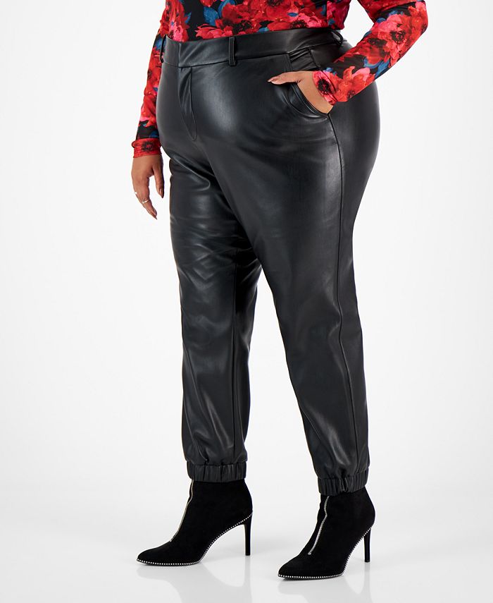 Bar Iii Plus Size Faux Leather Jogger Pants Created For Macys
