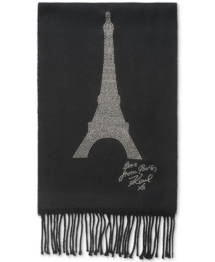 KARL LAGERFELD PARIS Women's Sparkle Eiffel Tower Fringe Scarf - Macy's