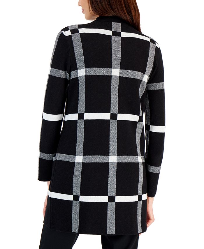 Kasper Women's Checkered Notched-Collar Cardigan Jacket - Macy's