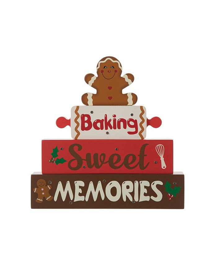 Glitzhome 12" Lighted Wooden Christmas Gingerbread Man Table Decor - Macy's