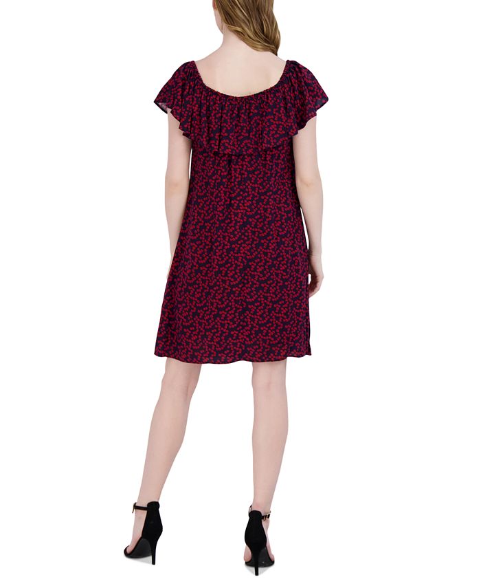 Sandra Darren Women's Printed Ruffled Off-The-Shoulder Dress - Macy's