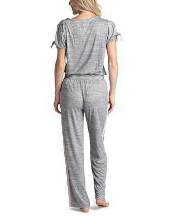 Muk Luks Plus Size Tie-Cuff Split-Sleeve Top & Open-Leg Pajama Pants ...