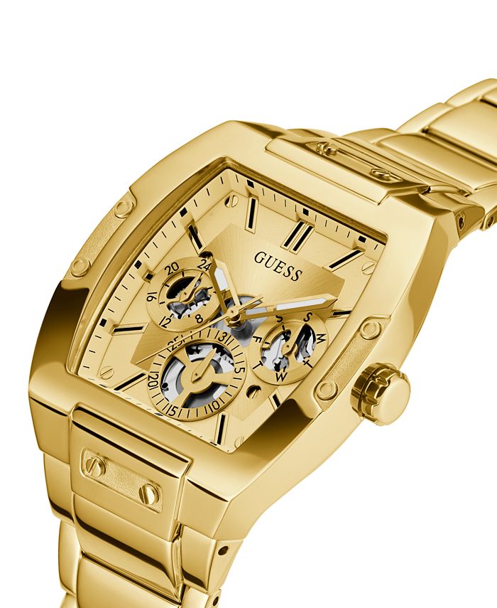 GUESS Men's Gold-tone Stainless Steel Bracelet Watch 43mm - Macy's