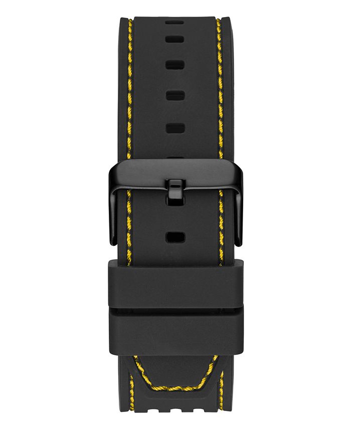 GUESS Men's Yellow Black Silicone Strap Watch 44mm - Macy's