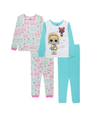 Little Girls LOL T-shirt and Pajama, 4 Piece Set - Macy's