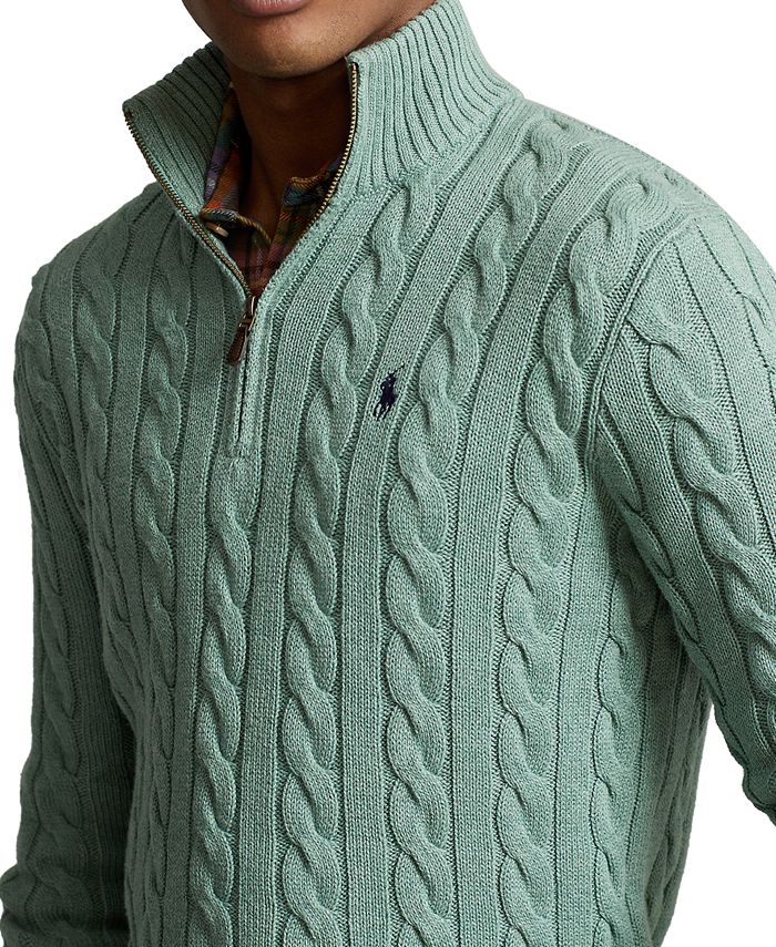 Polo Ralph Lauren Mens Cable Knit Cotton Quarter Zip Sweater And Reviews
