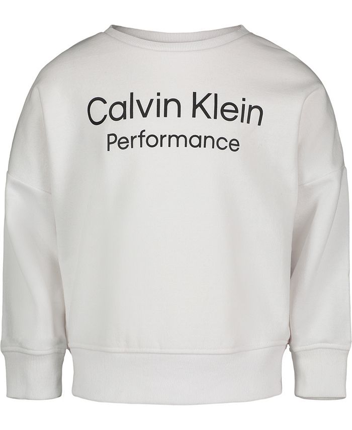 Calvin Klein Big Girls Fleece Logo Crew Neck Sweatshirt Macys