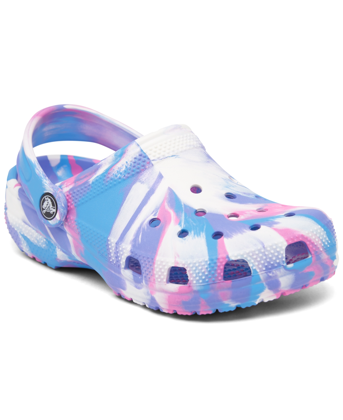 Crocs Little Girls Classic Marbled Clogs From Finish Line In White/pink ...