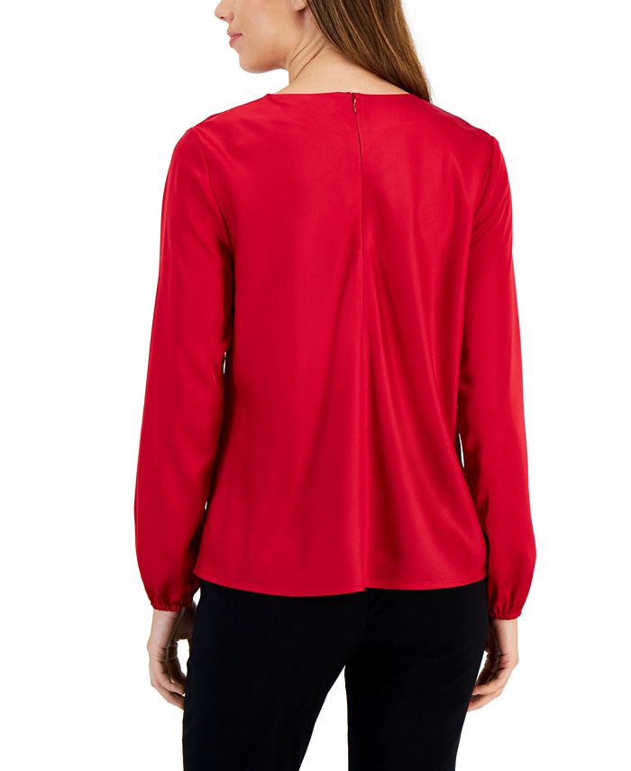Kasper Women's Twisted Keyhole-Neck Long-Sleeve Top - Macy's