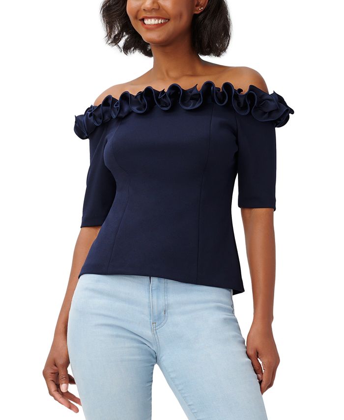 Adrianna Papell Women's Ruffled Off-The-Shoulder Top - Macy's