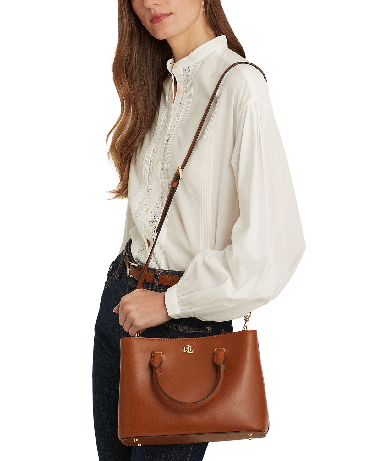 Leather Small Marcy Satchel - Lauren Tan