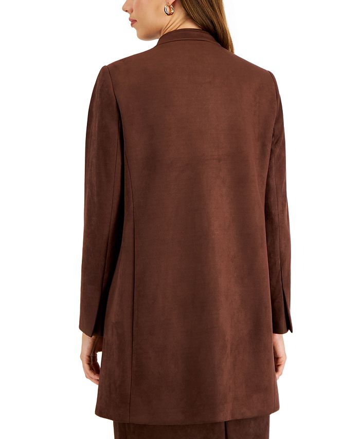 Tahari ASL Women's Long Faux-Suede Topper Jacket - Macy's
