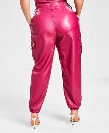 Nina Parker Plus Size Pleather Cargo-Pocket Utility Pants, Created for ...