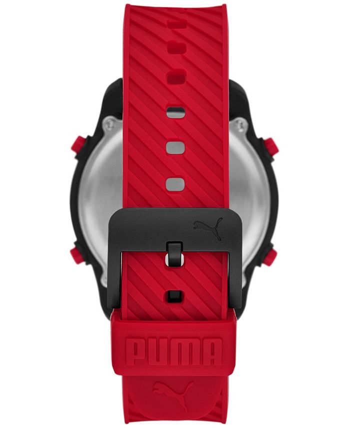 Puma Women's Big Cat Digital Red Polyurethane Strap Watch 44mm - Macy's