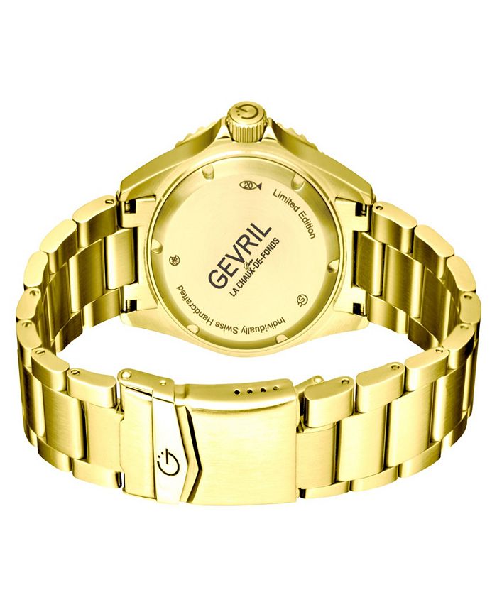 Gevril Men's Wallstreet Swiss Automatic Gold-Tone Stainless Steel ...