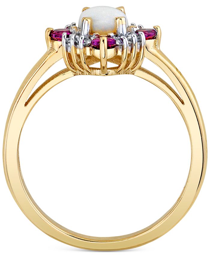 Macy's Multi-Gemstone (7/8 ct. t.w.) & Diamond (1/10 ct. t.w.) Halo ...