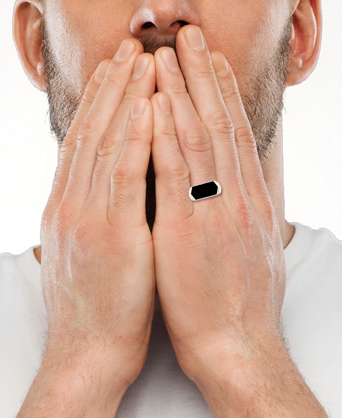 EFFY Collection EFFY® Men's Onyx Two-Tone Ring in Sterling Silver & 14k ...