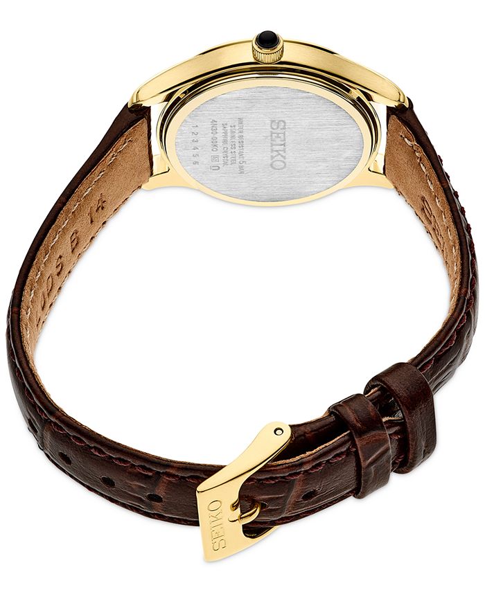 Seiko Women's Essentials Brown Leather Strap Watch 29mm - Macy's