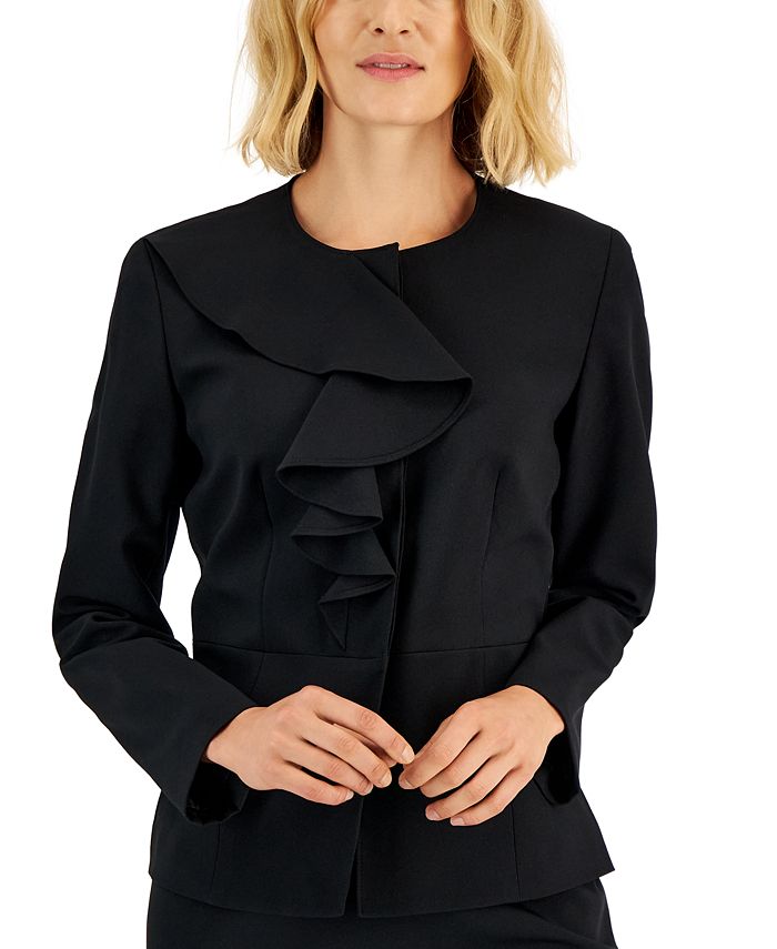 Le Suit Women's Ruffled Stretch Crepe Skirt Suit, Regular & Petite - Macy's
