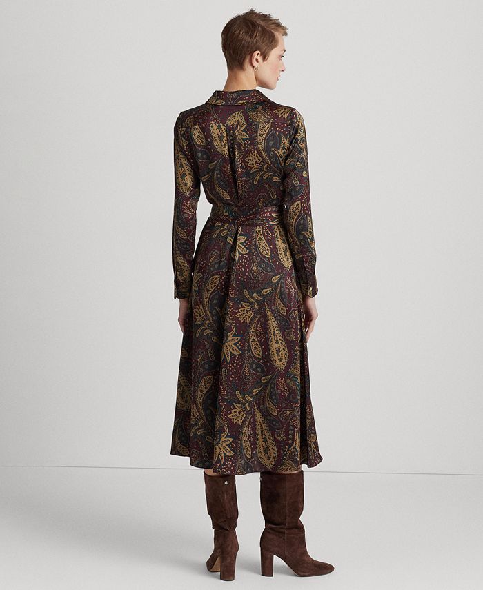 Lauren Ralph Lauren Paisley Charmeuse Midi Dress - Macy's