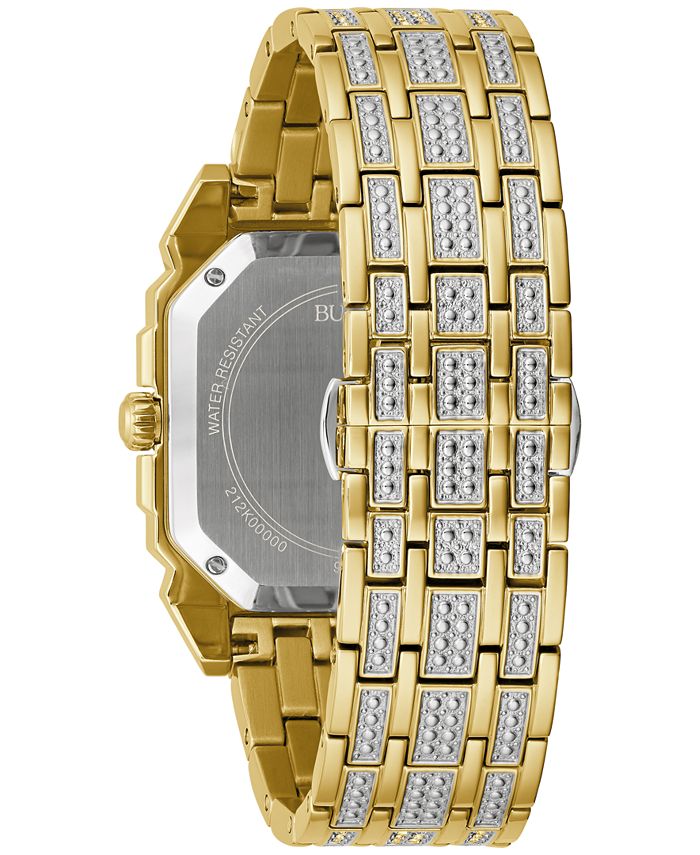 Bulova Men's Crystal Octava Gold-Tone Stainless Steel Bracelet Watch ...