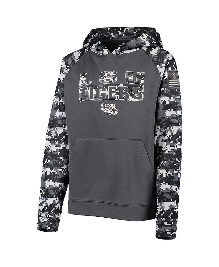 Colosseum Big Boys Charcoal LSU Tigers OHT Military-Inspired Appreciation Digital Camo Raglan ...