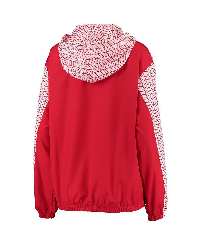 ZooZatz Women's Red Wisconsin Badgers Chevron Swishy Quarter-Zip Hoodie ...
