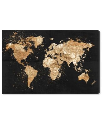 Oliver Gal Metallic World Map Giclee Print on Gallery Wrap Canvas Art ...