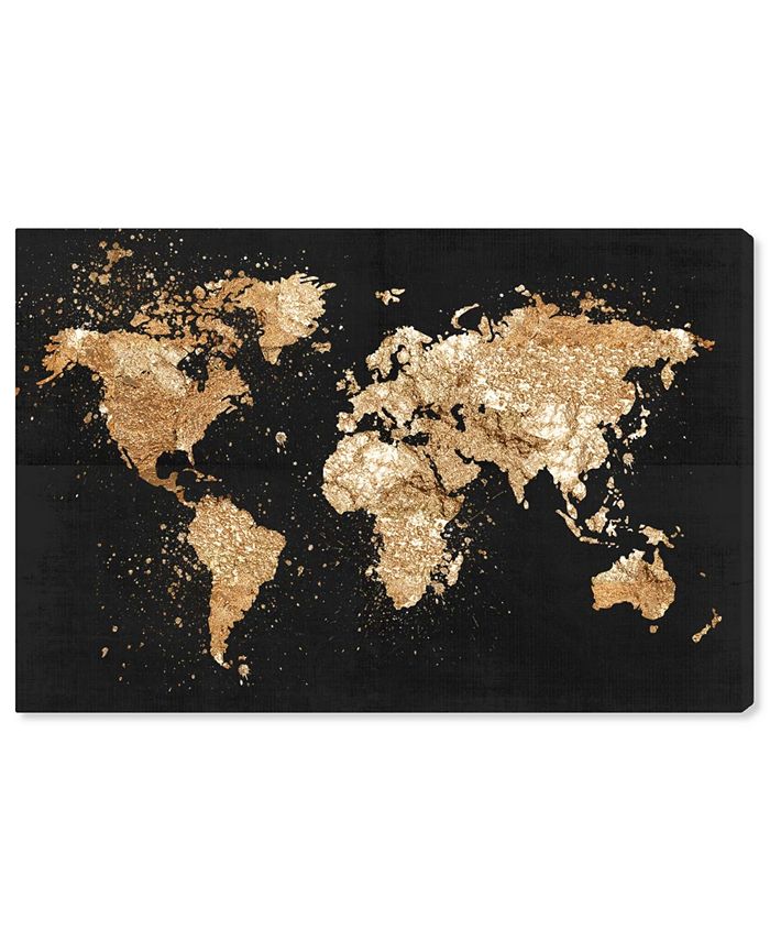 Oliver Gal Metallic World Map Giclee Print on Gallery Wrap Canvas Art ...