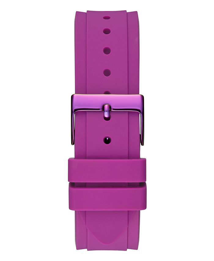 GUESS Women's Quartz Iridescent Purple Silicone Strap Watch 39mm - Macy's