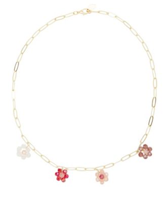 DREAMSTATE Dainty Link Chain Necklace with Beaded Flower Necklace - Macy's