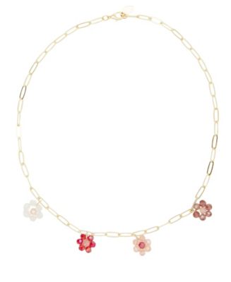 DREAMSTATE Dainty Link Chain Necklace with Beaded Flower Necklace - Macy's
