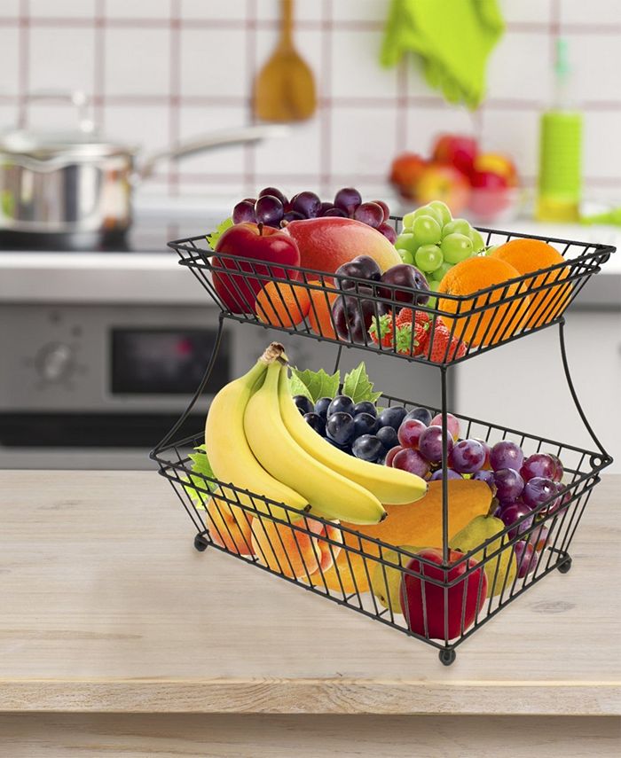 Sorbus 2 Tier Metal Countertop Rack and Fruit Bread Basket - Macy's