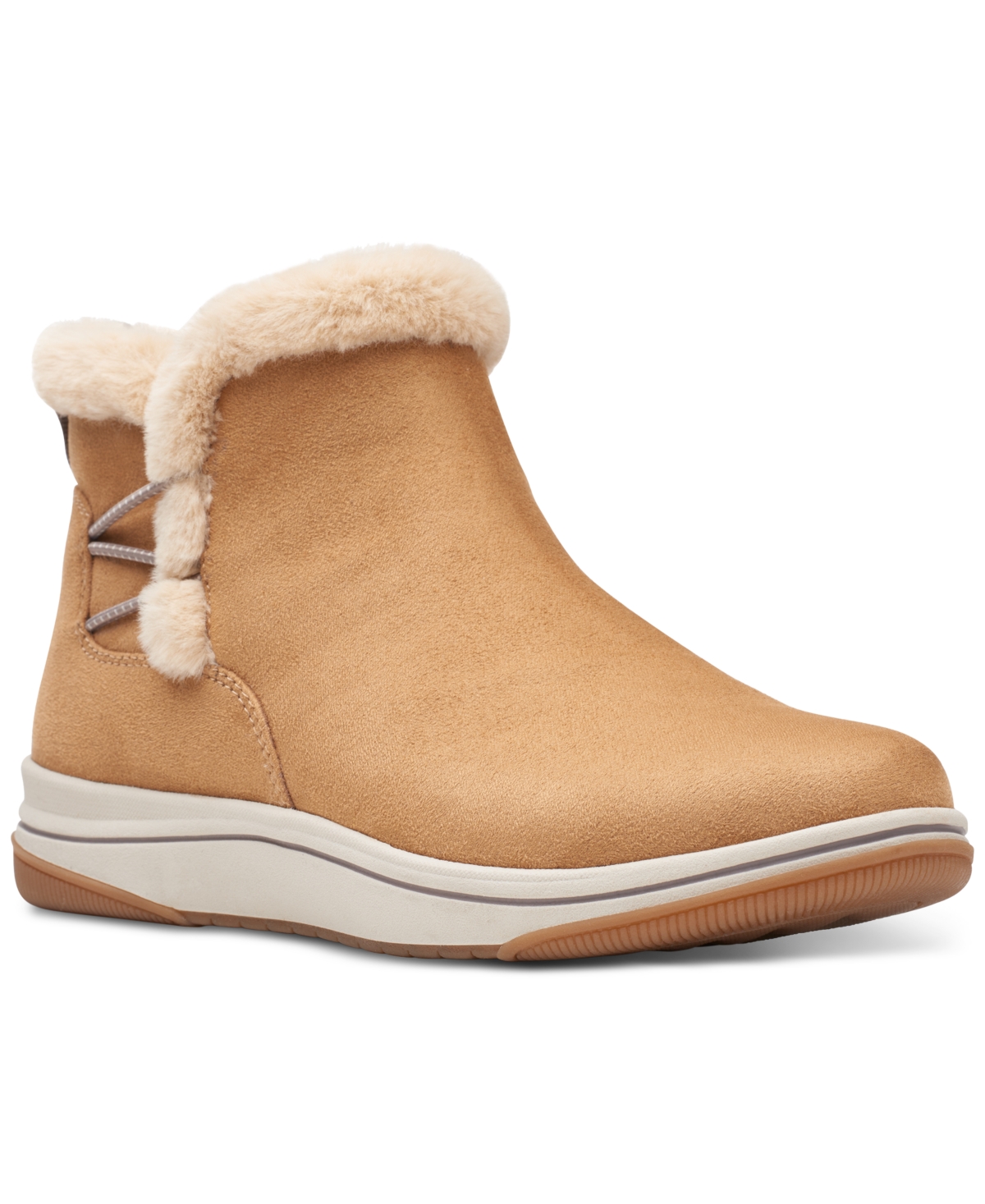 Click here for Clarks Womens Breeze Fur Booties - Tan prices