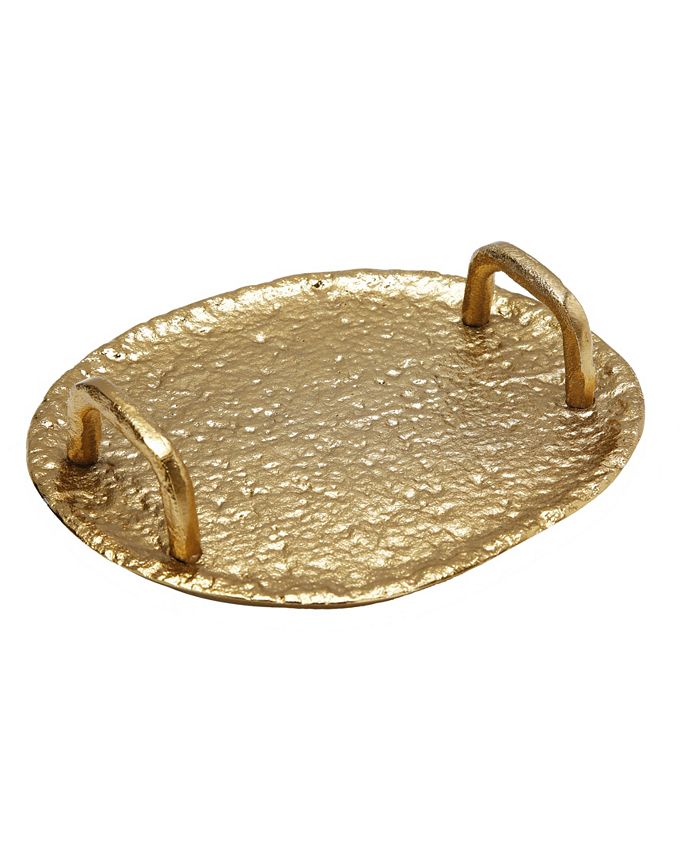 Classic Touch Textured Round Tray with Handles - Macy's