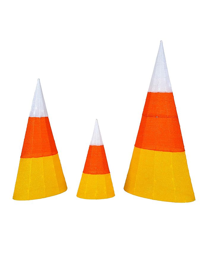 National Tree Company 3-Piece Pre-Lit Candy Corn Cones Set - Macy's