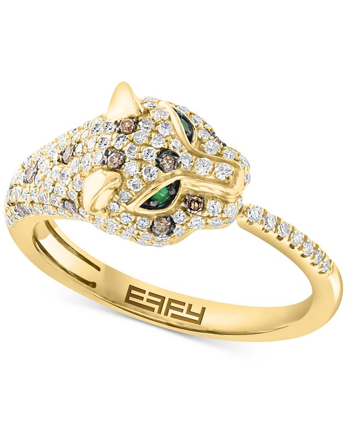 EFFY Collection EFFY® Diamond (5/8 ct. t.w.) & Emerald Accent Panther ...