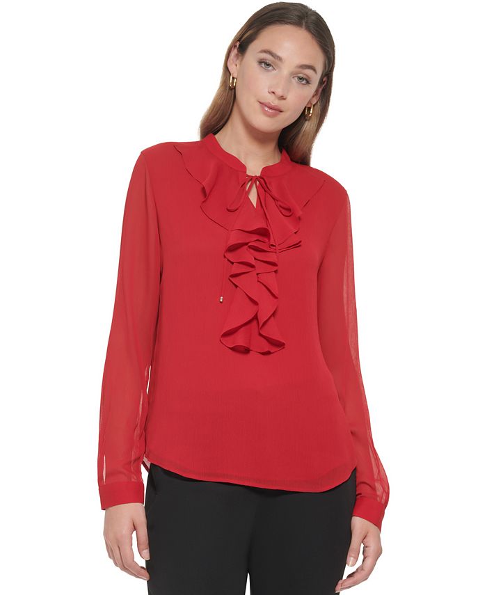 Tommy Hilfiger Womens Ruffled Blouse Macys