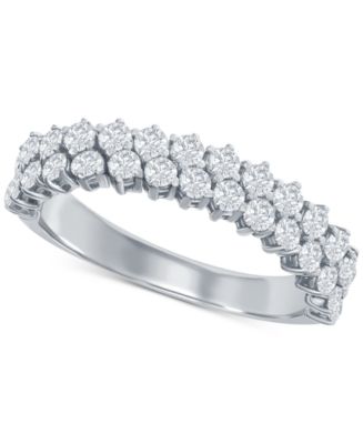 Diamond Double Row Band (1 ct. t.w.) in 14k White Gold - Macy's