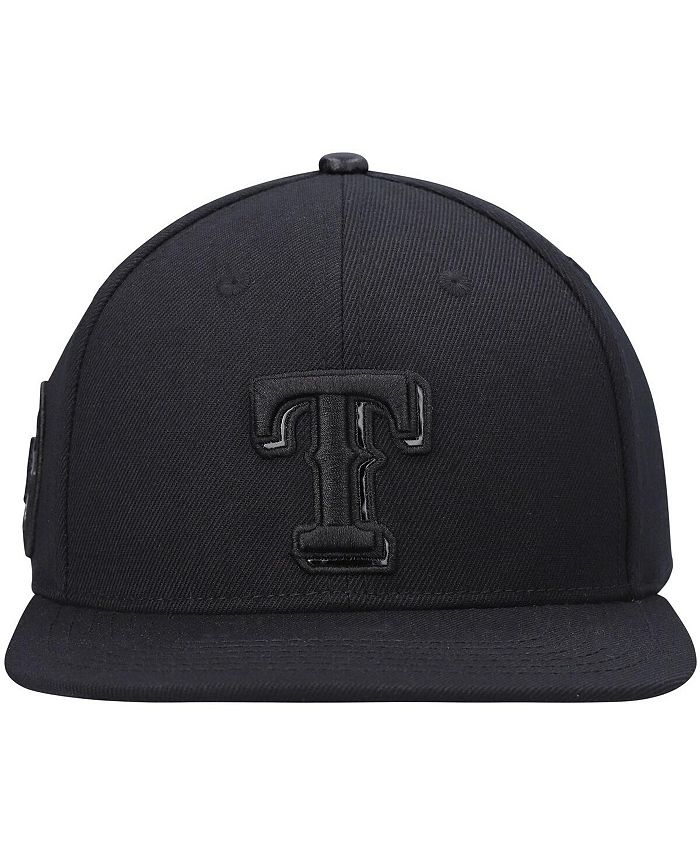 Pro Standard Men's Black Texas Rangers Triple Black Wool Snapback Hat ...