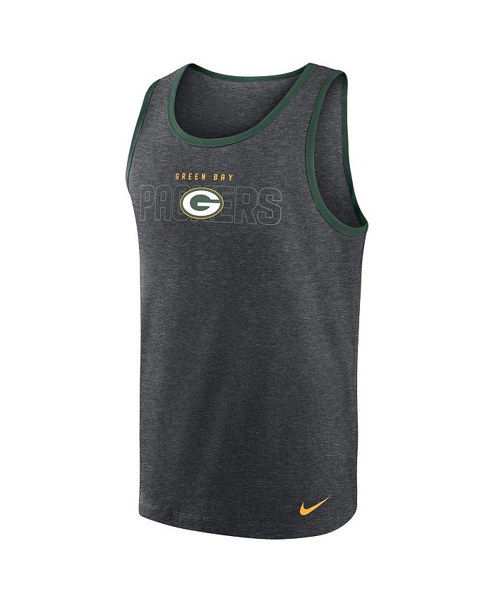 Nike Men's Heathered Charcoal Green Bay Packers Tri-Blend Tank Top - Macy's