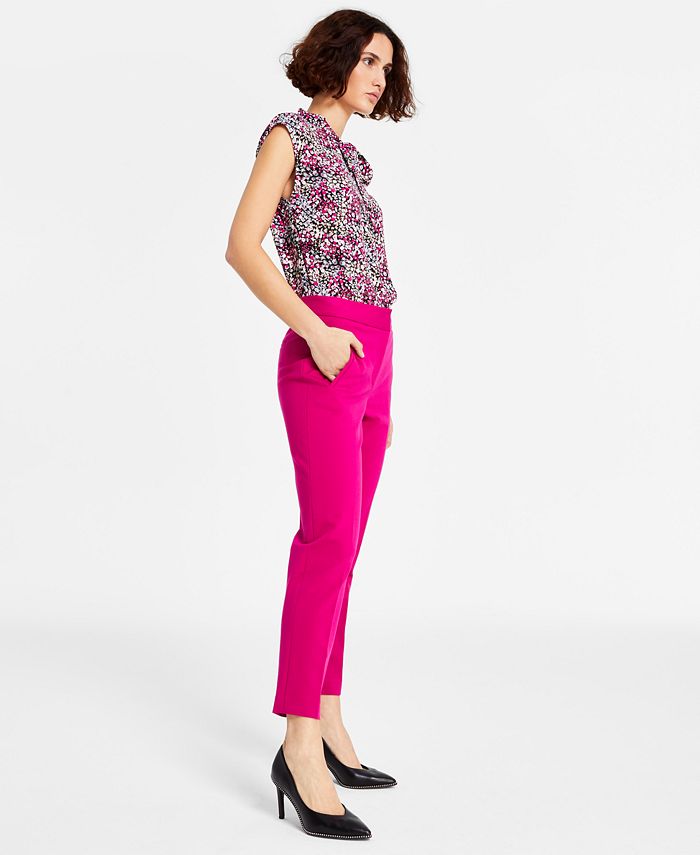 Bar III Women's Straight Leg High-Rise Ankle Pants, Created for Macy's ...