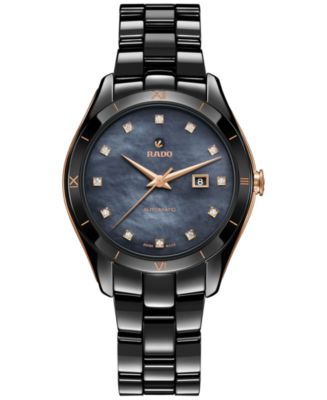 Rado Women's Swiss Automatic HyperChrome Diamond (1/10 ct. t.w.) Black ...