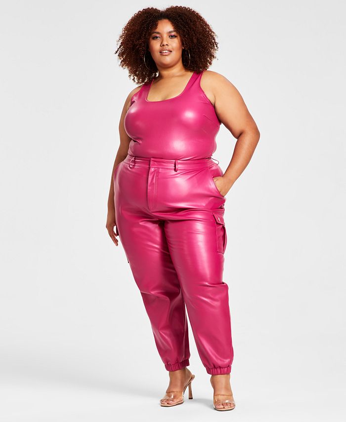 Nina Parker Plus Size Pleather Cargo Pocket Utility Pants Created For